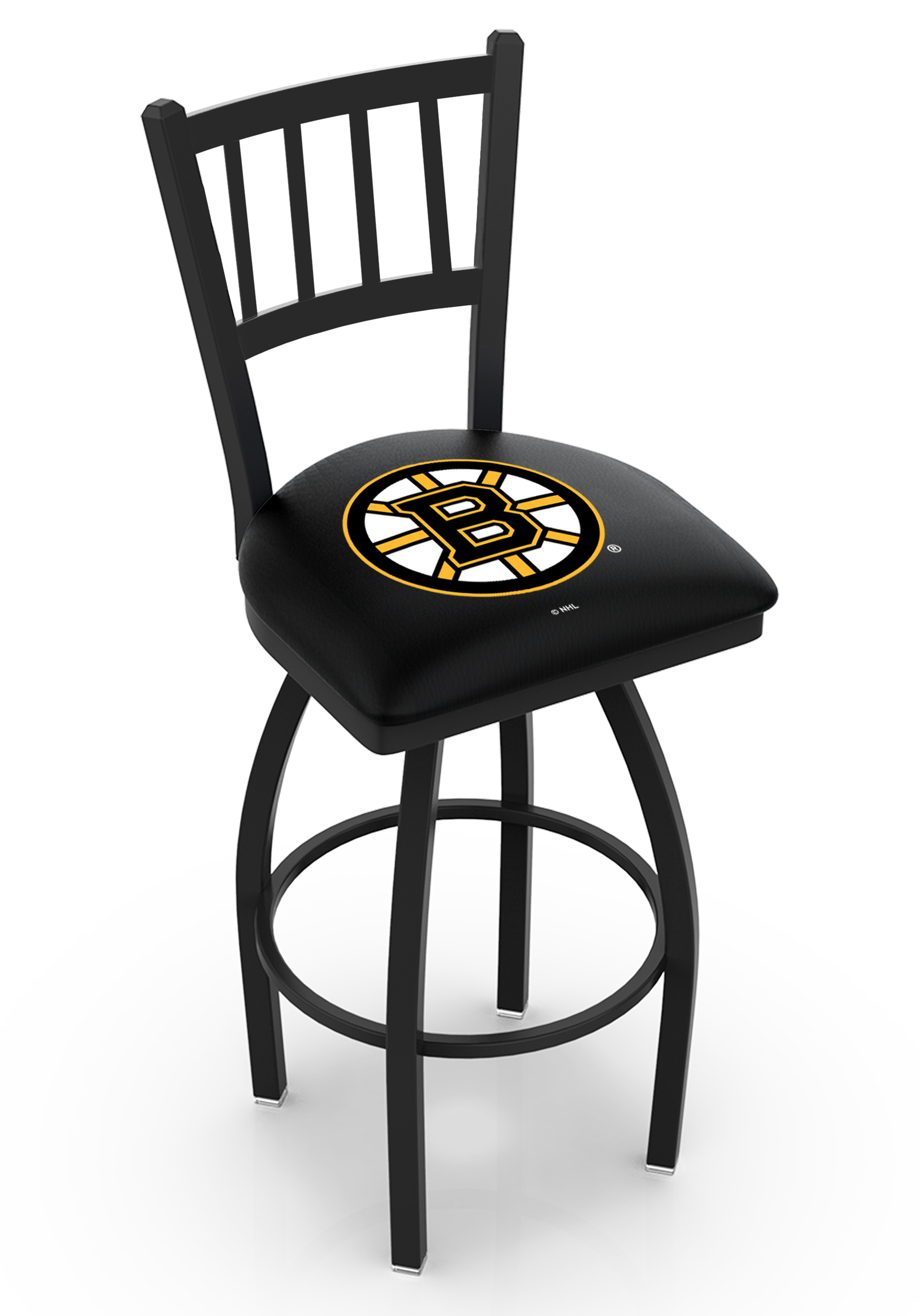 L018 Boston Bruins 30" Swivel Bar Stool with Black Wrinkle Finish