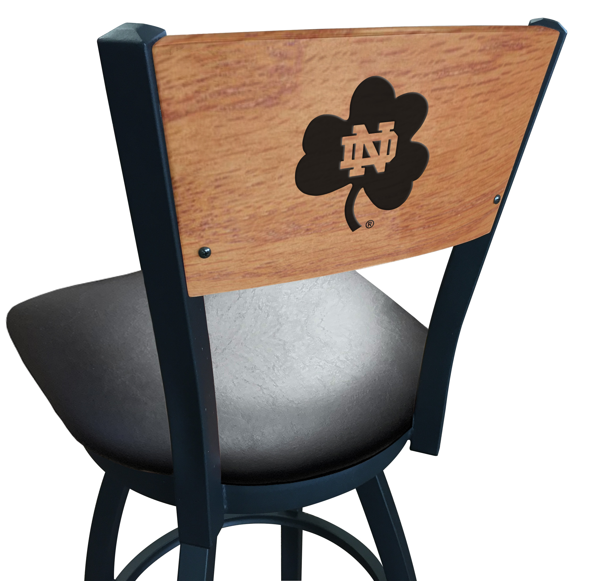 L038 Notre Dame (Shamrock) 30" Swivel Bar Stool with Black Wrinkle ...