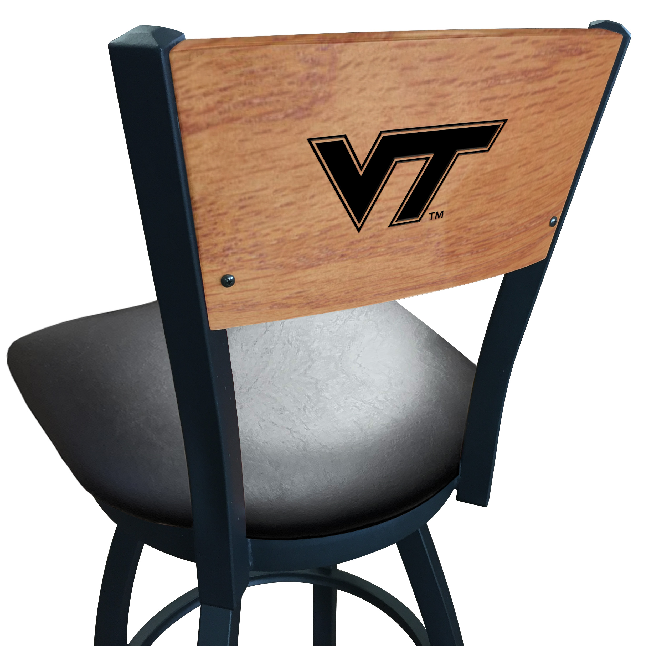 L038 Virginia Tech 36" Swivel Bar Stool with Black Wrinkle Finish and a ...