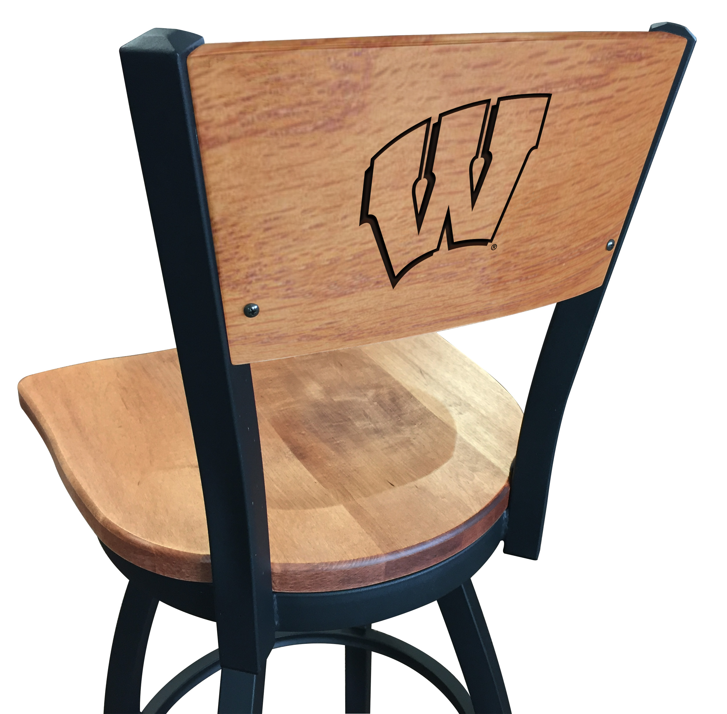 L038 Wisconsin "W" 25" Swivel Counter Stool with Black Wrinkle Finish ...
